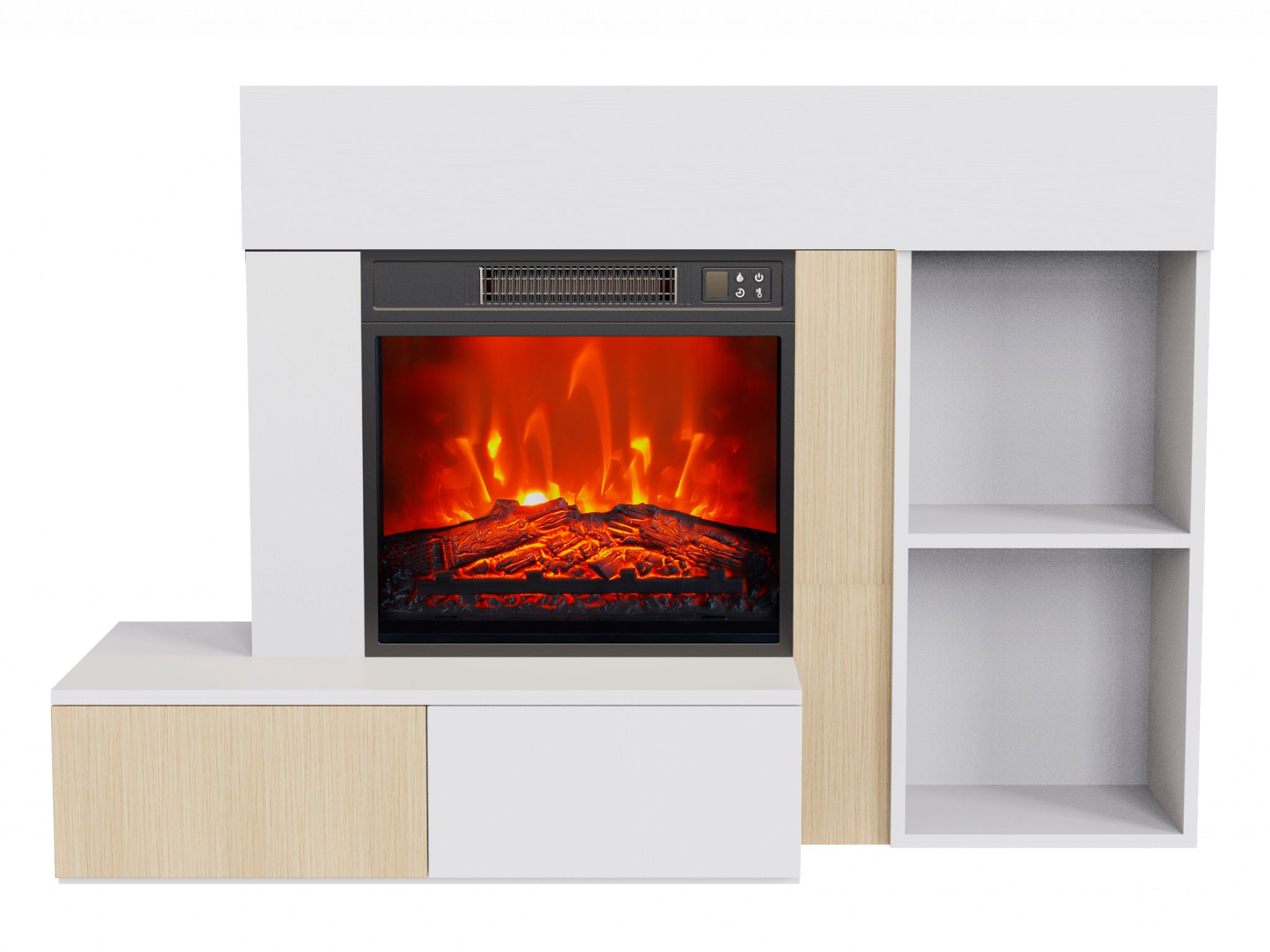 Mueble para chimenea eléctrica Da Vinci | Blanco y madera - Fulmo